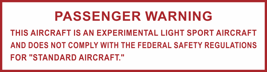 Passenger Warning - Experimental Aircraft Decal - Military Graphics